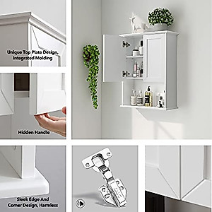 OONNEE White Bathroom Cabinet Wall Mounted Wooden Medicine Cabinets Above Toilet, Over Toilet Storage Cabinet, 23x29 Inch Hanging Bathroom Wall Cabinet with 2 Doors & Adjustable Shelf, Soft Hinge