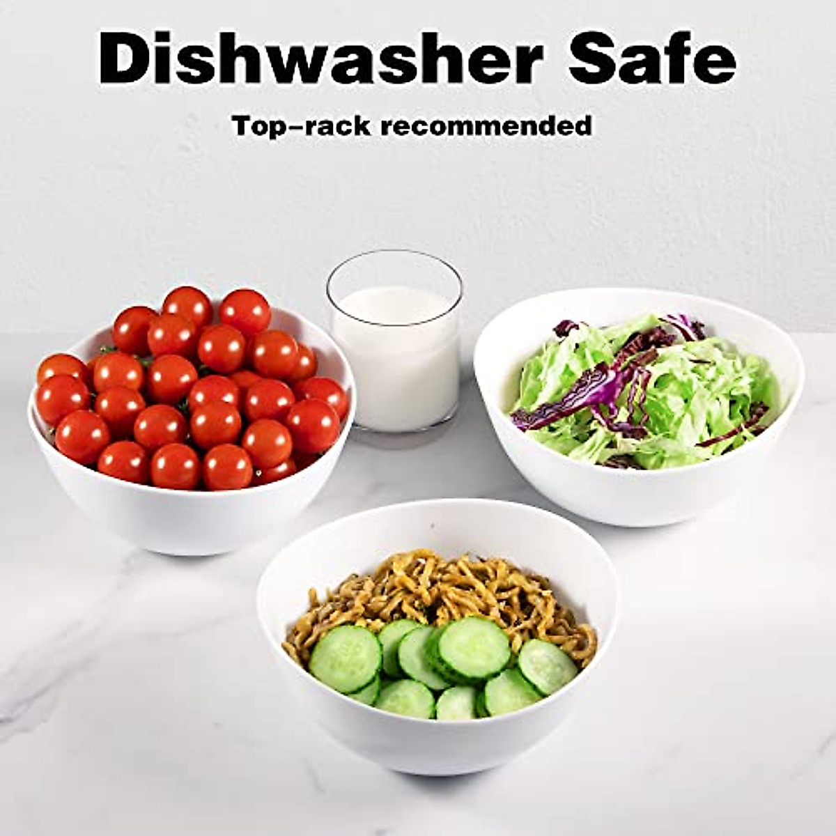 Tiawudi 10 Pack Large Salad Bowls, 48oz Plastic Serving Bowls for Salad, Ramen, Noodles, Soup, Oatmeal, Cereal, Snack, Popcorn, Kitchen Bowls, Microwave Safe