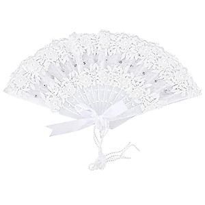 FOMIYES Lace Peal Fan Folding Hand Fans Wedding Bride Fan Dance Fan Decorative for Performance Wedding Dancing Church Party