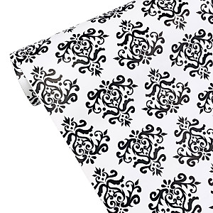 Yifely Self-Adhesive Shelf Liner Removable Furniture Paper for Covering Apartment Dresser Drawers, Retro Black Damask, 17.7 Inch by 9.8 Feet