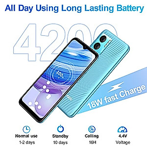 DOOGEE N50 |2023| Unlocked Cell Phone,15GB RAM+128GB ROM, Android 13 Smartphone,50MP AI Camera Mobile Phone,Loud Speaker,6.52" HD+Display Android Smartphone,Dual Sim 4G,OTG/Fingerprint Blue