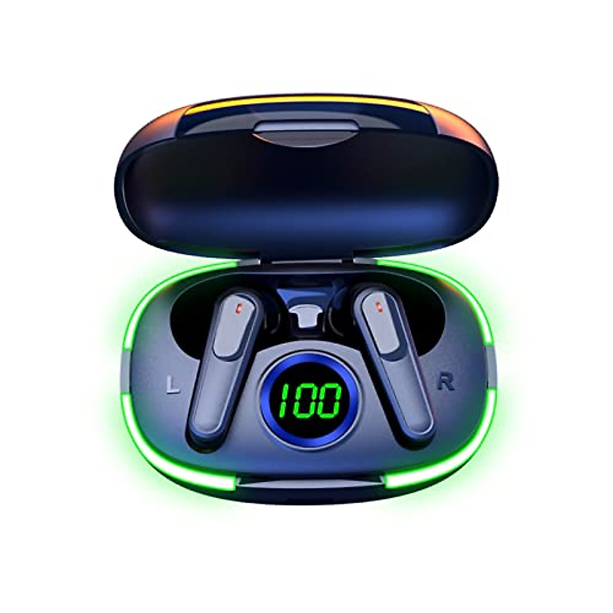 TOUMENY Bluetooth Wireless in-Ear Sports Headphones, Bluetooth 5.1 Digital Display Noise Cancellation Digital Display