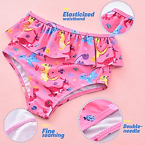 Baby Toddler Girls Swimsuit Set Dinosaur Swimming Rash Guard with Hat Two Pieces Trunk Long Sleeve Swimwear Set Printed Quick Dry UV Protection Dino Beachwear Outfit(pink, 4T)