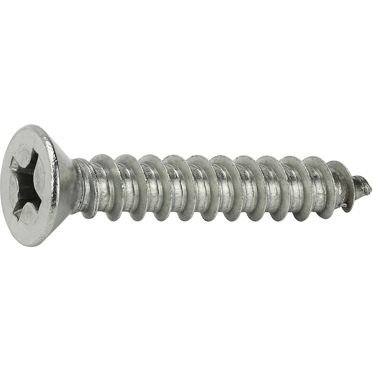 #10 x 1" Flat Head Sheet Metal Screws, Phillips Drive, Stainless Steel 18-8, Full Thread, Bright Finish, Self-Tapping, Quantity 50 by Fastenere