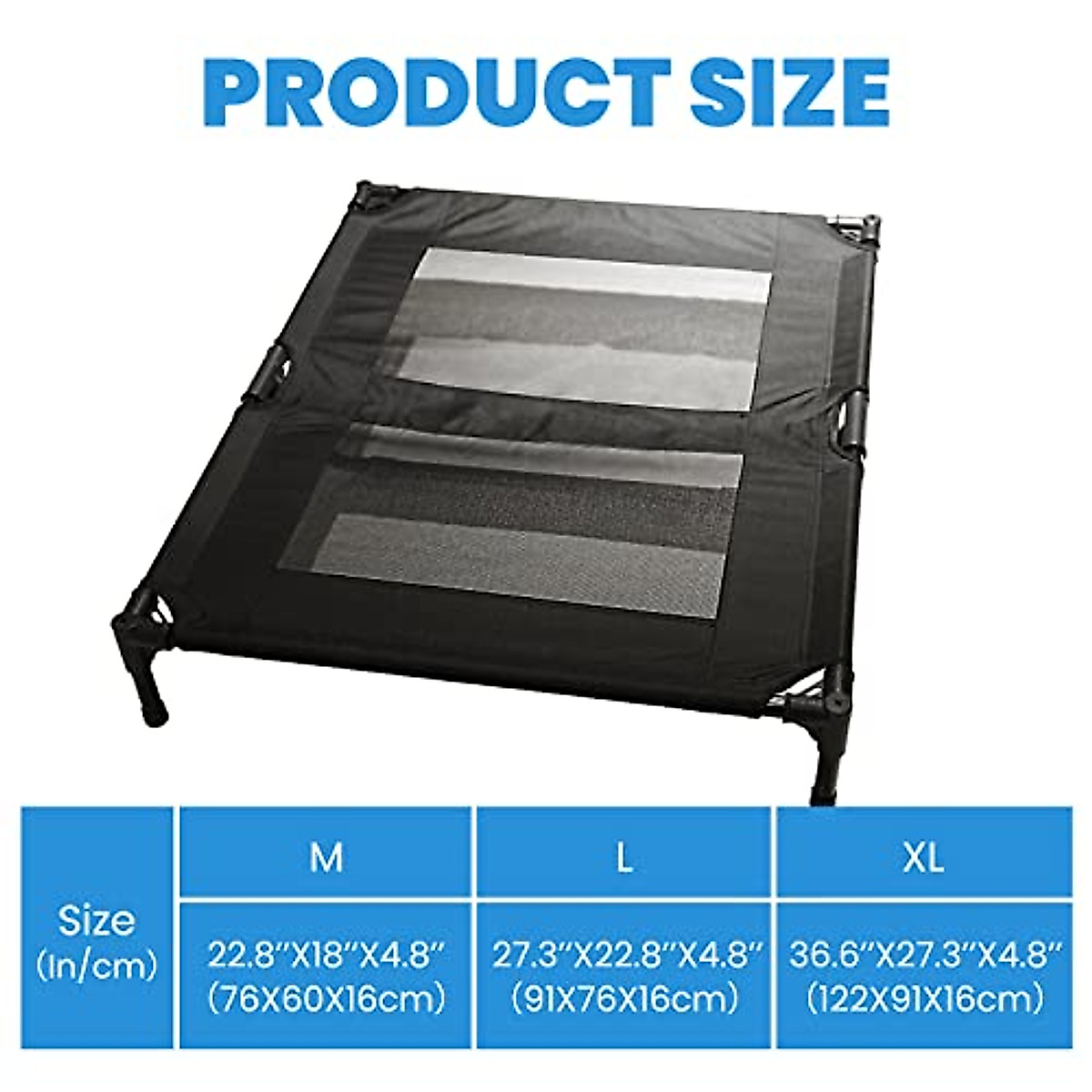 Laifug Elevated Pet Bed Washable Elevated Dog Bed with Non-Slip Bottom, Portable Indoor and Outdoor, XL