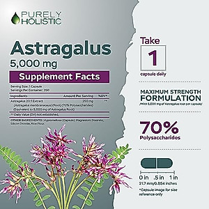 Astragalus Capsules 5,000 mg - 250 Capsules, 8+ Month Supply - Superior Strength Astragalus Root Extract 20:1 - Non GMO, Vegetarian & Vegan Friendly - Supports the Immune System & Cardiovascular