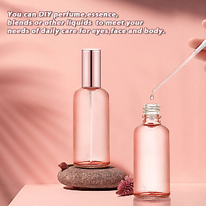 DMuuuDM 6 Pack 3.4 Oz Pink Glass Spray Bottles,Empty Perfume Fine Mist Atomizer,Refillable Travel Liquid Holder Containers for Cleaning Products,Essential Oils,Body Sprays-Rose-Golden Sprayer