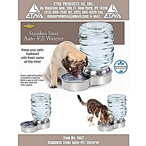 Etna Stainless Steel Pet Dog Cat Water Fountain Bowl, Holds 3 Liters