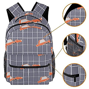 Sportcar Pattern In Doodle Style Durable Laptops Backpack Computer Bag for Women & Men Fit Notebook Tablet