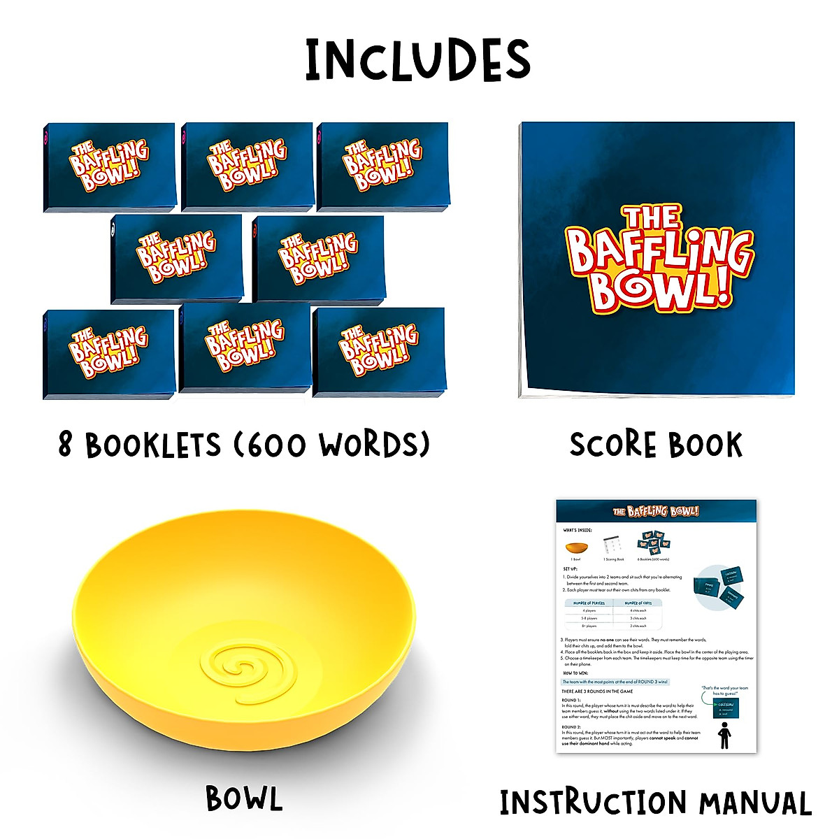 Baffling Bowl - Hilarious 600 Cards Guessing Game for Kids, Teens & Adults, Fun, Bonding for Friends & Family, Challenges for Game Nights, Parties, Gifts for Ages 10, 11, 12, 13 and Up, Players 4+