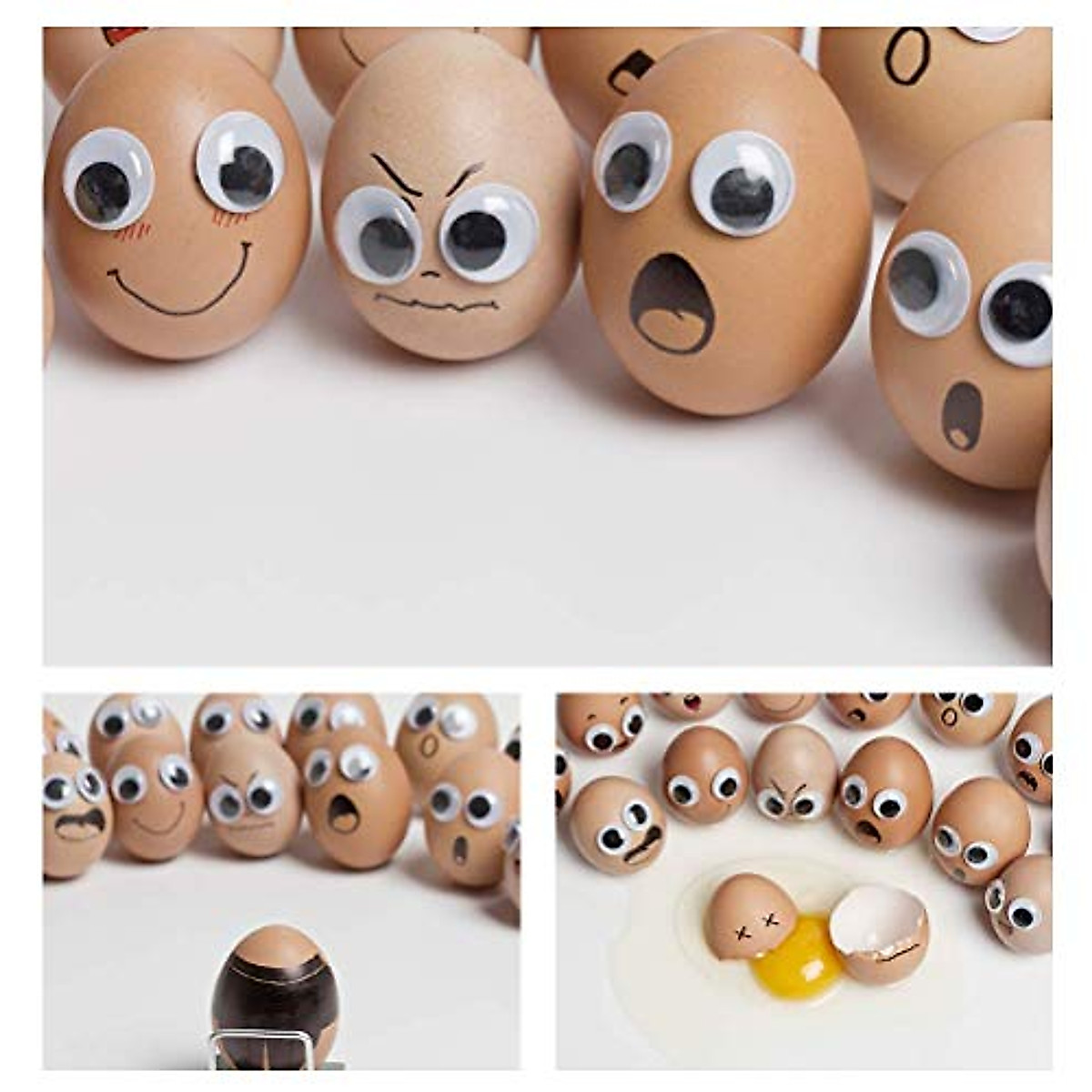 Aibus Pack of 200pcs Googly Eyes Craft Supplies: 0.47in (12mm) 0.49in (15mm), Black Wiggle Googly Eyes with Self-Adhesive