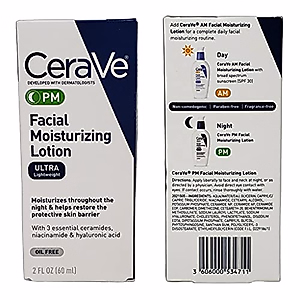 CeraVe Daily Moisturizing Lotion Bundle of 4 Bottles - AM Facial Moisturizing Lotion with Sunscreen (2 oz) and PM Facial Moisturizing Lotion (2 oz) - 2 Bottles of Each - 8 fl oz Total