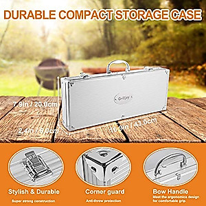 Grilljoy 24PCS BBQ Grill Tools Set with Meat Thermometer and Injector - Extra Thick Stainless Steel Fork, Spatula& Tongs - Complete BBQ Accessories in Aluminum Case - Perfect Grill Gifts for Men