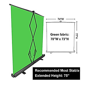 FUDESY Extra Large Green Screen, 74W X 77H inches Collapsible Chromakey Panel,Portable Retractable for Tiktok Video, Live Game,Aluminum Base,Wrinkle Resistant Fabric,Pull-up Style,Auto-Locking Frame