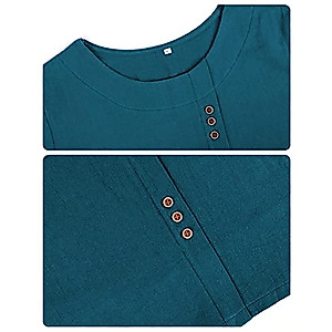 Yeokou Women Cotton Blend Crew Neck Short Sleeve Basic Tunic Tee Shirts Tops Blouse(Teal-XL)