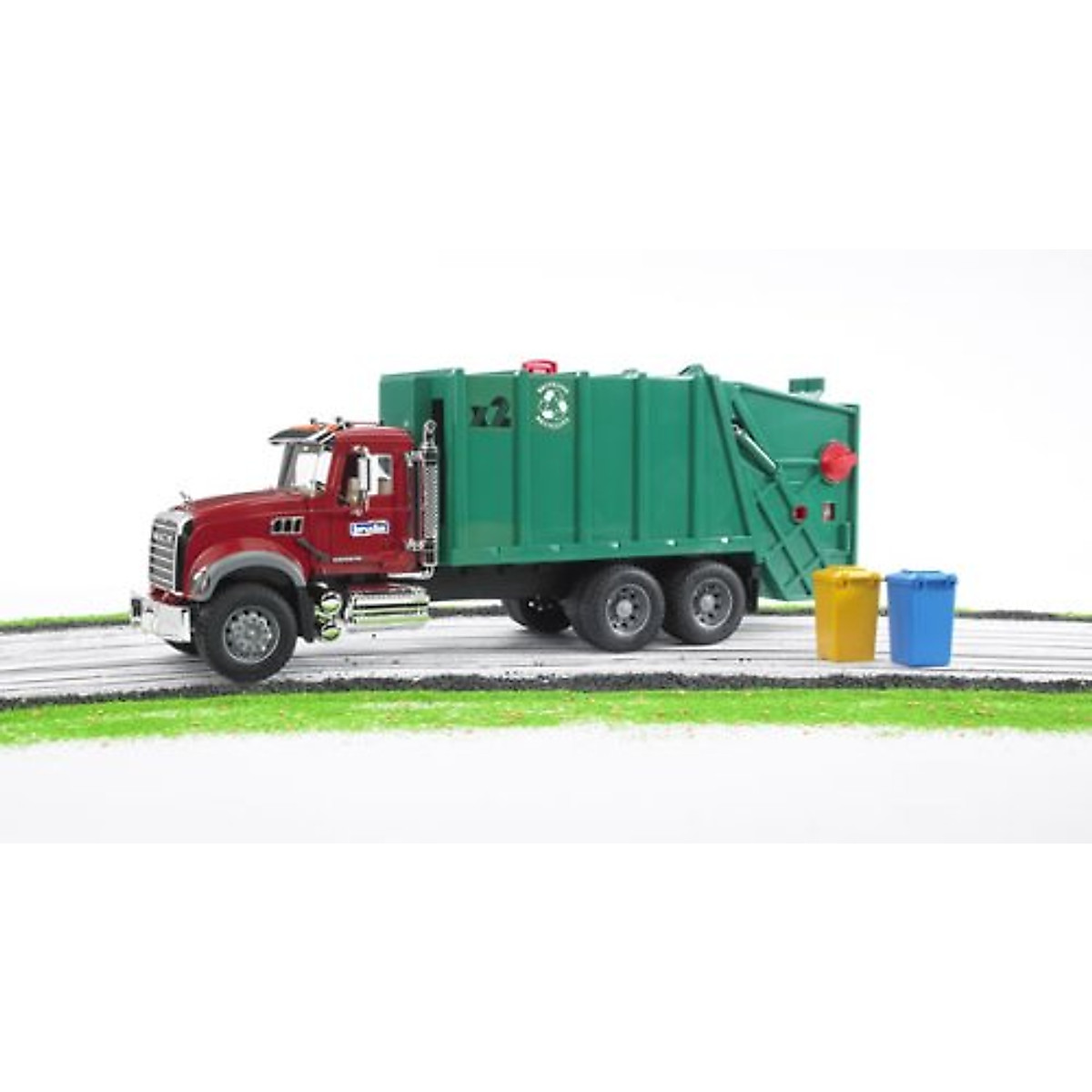 Bruder Mack Granite Garbage Truck (Ruby red-Green)