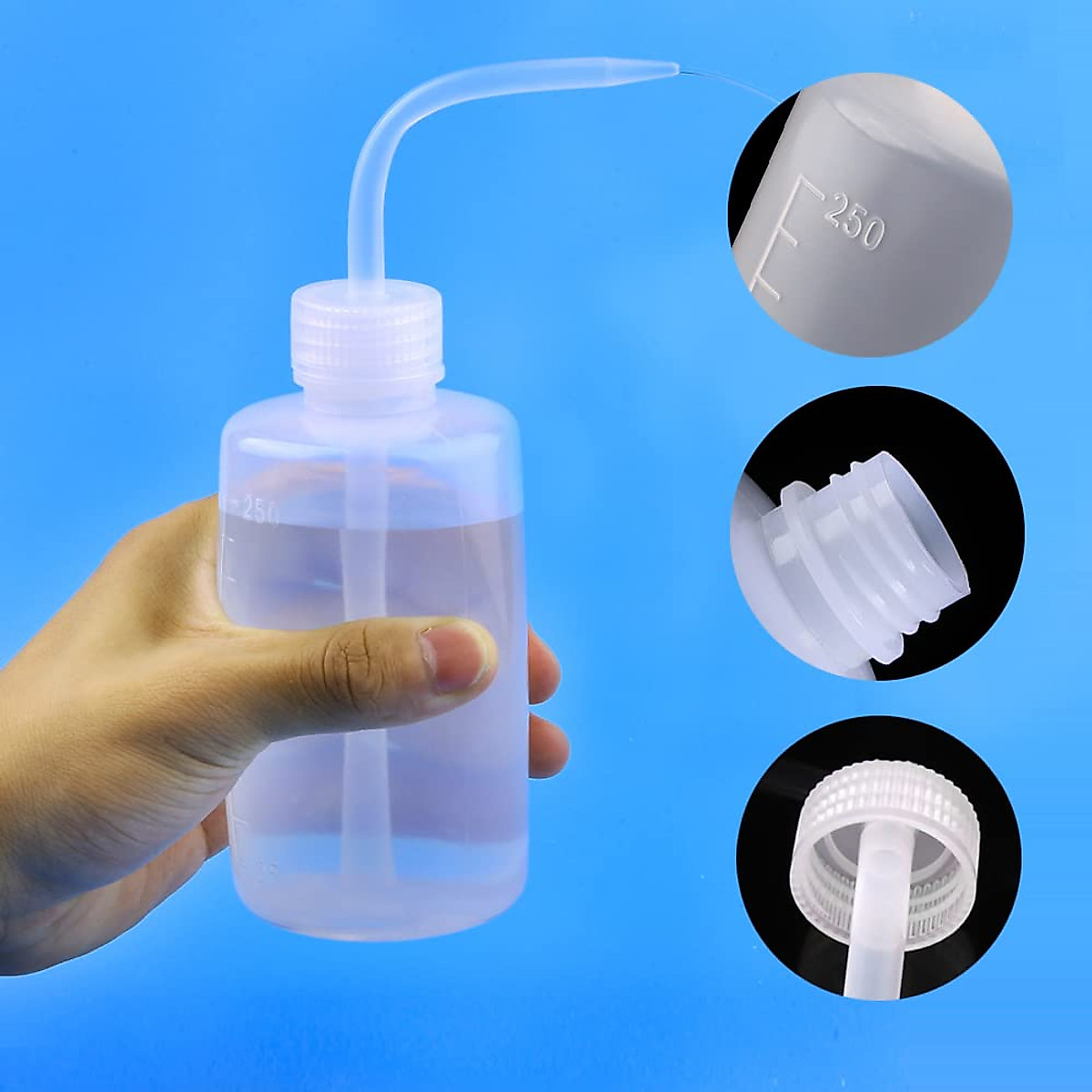 LDPE Economy Squeeze Wash Bottle - 250ml/8OZ Medical Label Tattoo Plastic Green Soap Cleaning Narrow Mouth Scale Labels No Leaking Safety Rinse Irrigation Sprinkling Reusable for Watering Plants