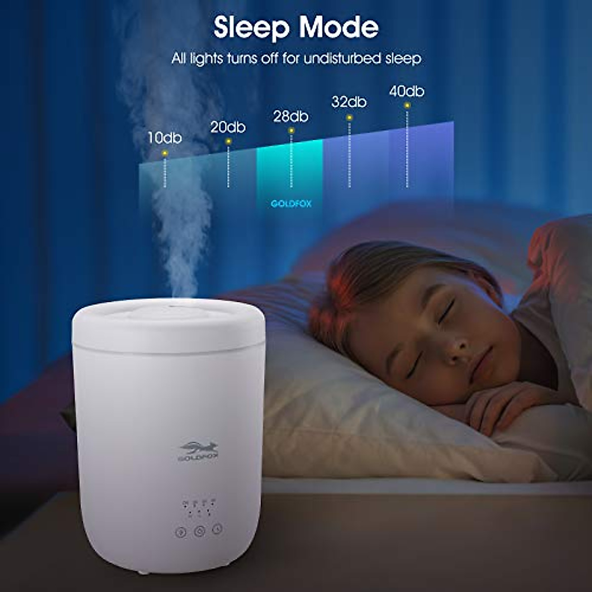Cool Mist Humidifiers for Bedroom with Night Light, 2.2L Water Tank Essential Oil Diffuser Humidifier for Baby Home and Plants, Quiet Ultrasonic Air Vaporizer, Easy Fill and Clean Safety Shut-off