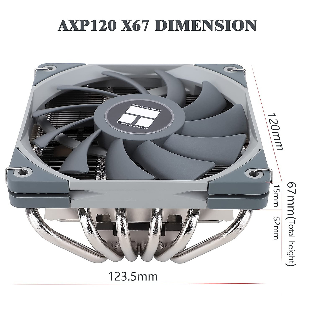 Thermalright AXP120-X67 Low Profile CPU Air Cooler with Quite 120mm TL-C12015 PWM Fan, 6 Heat Pipes, 67mm Height, for AMD AM4 AM5/Intel LGA 1700/1150/1151/1200/20XX