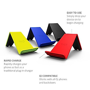 TYLT VU Qi Wireless Phone Charging Pad (Blue, 3 Coil) Tilted Stand & Fast Battery Charger Station for Compatible iPhone, Samsung, Google, Android & Qi-Enabled Cell Phones