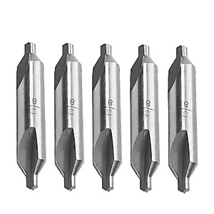 Bettomshin 5 Pcs Center Drill Bits Set, 27mm Straight Handle High-Speed Steel Drills, 3/8inch HSS-6542 Silver Countersinks Drills Set
