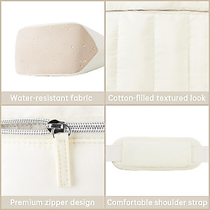 LYAUK Tote Bag with Women, Puffer Tote Bag with Laptop Compartment, Laptop Tote Bag for Women with Zipper, Large Tote Bag Purse Shoulder Bag for Travel Work Gym Overnights Weekend Trips, Beige