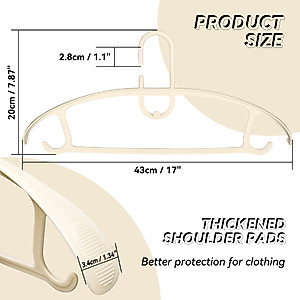 30 Pack Plastic Clothes Hangers with Rubber Buckle, Stackable No Shoulder Bump Heavy Duty Coat Hangers, Non-Slip Space Saving Dry Wet Closet Hangers for Suits, Jackets, Sweater (Beige)