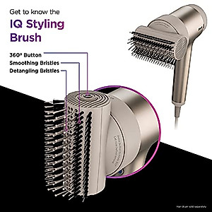Shark XSKHD1SB IQ Styling Brush, Auto Preset Attachment for HyperAIR Blow Dryers, Rotatable Hot Brush, Styling Tools, For Straight, Wavy, Curly, and Coily Hair, Straight and Shiny Blowout, Stone