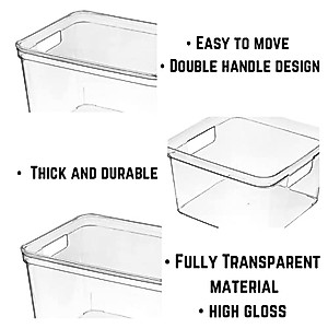 Tidyhome - 2 XLARGE Clear Plastic storage bins with lids- (14inchL×11inchW×9inchH)-Bins Handle for Office, Entryway,Cabinet, Bedroom, Laundry Room, Nursery and Transparent 14.2inchL×11inchW×9inchH