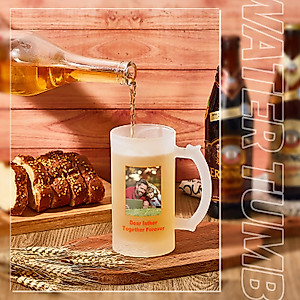 Mifoci 6 Pcs Beer Mugs for Sublimation 16 oz Glass Cups Can Add Photo Text or Images on Personalized Beer Glass for Husband Dad Men for Father's Day Oktoberfest Wedding Gift (Frosted)