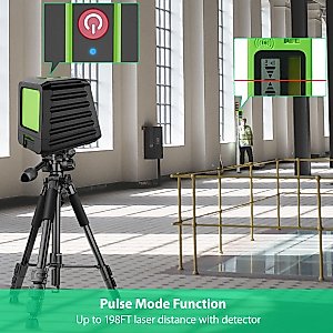 Laser Level, Huepar Box-1R 150 feet Red Cross Line Laser leveler, Self Leveling 150° Vertical Selectable Laser Lines with Pulse Mode, 360°Magnetic Base and Battery Included