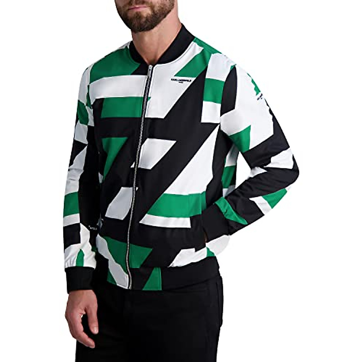 Karl Lagerfeld Paris Men's Color Block Jacket, Green, X-Large