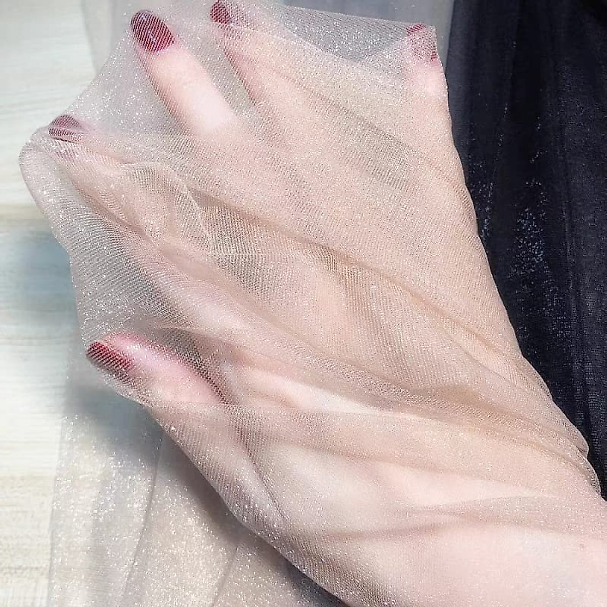 MKKJ 2Pairs Pearlescent Silk Stockings Sexy Nylon Pantyhose, Shiny Silky Ultra Thin Stockings, Glitter Stockings Womens Glossy Thin Tights (2PC*Skin)
