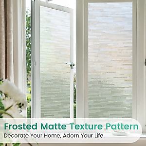 rabbitgoo Window Privacy Film, No Glue Frosted Glass Film, Static Cling UV Blocking Non Adhesive Reusable Heat Control Window Vinyl Clings for Home, Office, Frosted Silk, 17.5 x 78.7 Inches