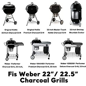 Uniflasy 7436 Upper Cooking Grate, 85041 Lower Grate, 63014 Charcoal Grate for Weber Charcoal Grill 22 Inch Smokey Mountain Cooker, 22" Charcoal Smoker Parts, 2 Cooking Grate and 1 Charcoal Grate