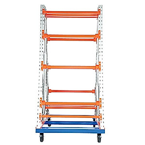 Vestil RERC-CT-468 Portable Two Sided Reel Rack, 53" x 73" x 108", Silver Frame/Orange Bracket