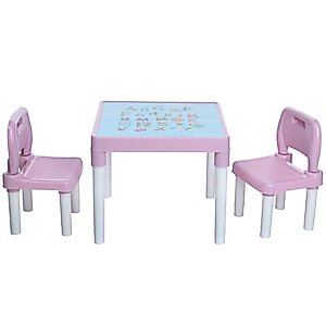 Toxz Plastic Kids Table and 2 Chairs Set,for Boys0 or Girls Toddler,with English Alphabet Table,Curved Table Corner,Safety Environmentally Friendly Material(Ship from US!)