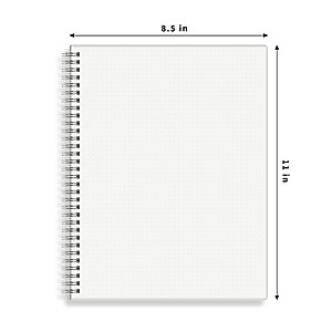 HULYTRAAT Large Dot Grid Spiral Notebook, 8.5" x 11", Premium 100 gsm Ivory White Paper, Sturdy See-Through Cover, 128 Dotted Pages per Book (2 Pack) for Home, School, Office, Artist Writing/Drawing
