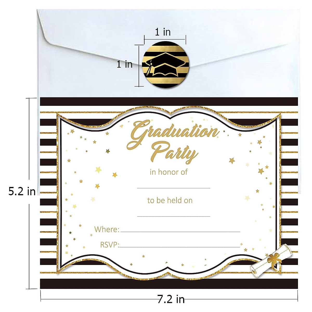 Omgouue Graduation Party Supplies Invitations with Envelopes 2024,Grad Congrats Announcements 32Ct