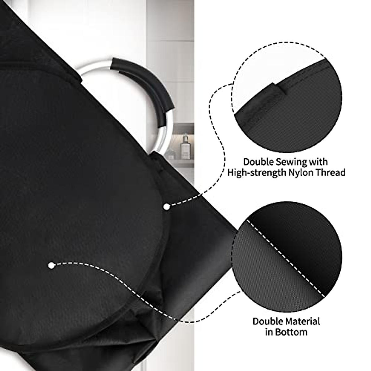 Large Laundry Baskets with Handles Easy Carry Laundry Hamper Waterproof Collapsible Laundry Bags for Kids Bedroom, College Dorms, Bathroom Storage and Laundry Room Service, 120L, Black, Riffty