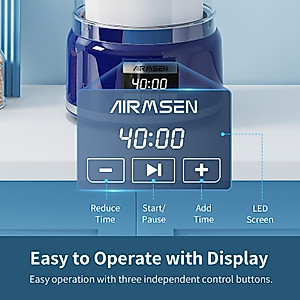 AIRMSEN Ice Cream Maker, 2.1-Quart Automatic Ice Cream Machine with LED Screen and Timer for Gelato Milkshakes Sorbet, Double-Insulated Freezer Bowl, Compact Size, Perfect for Family (Blue, Large)