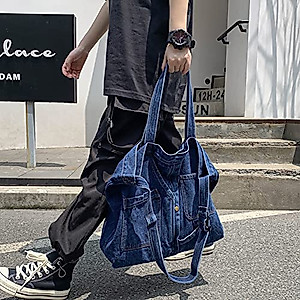 Yohora Shoulder Bag for Women Denim Crossbody Hobo Bag Casual Lightweight Handbag for Work Travel