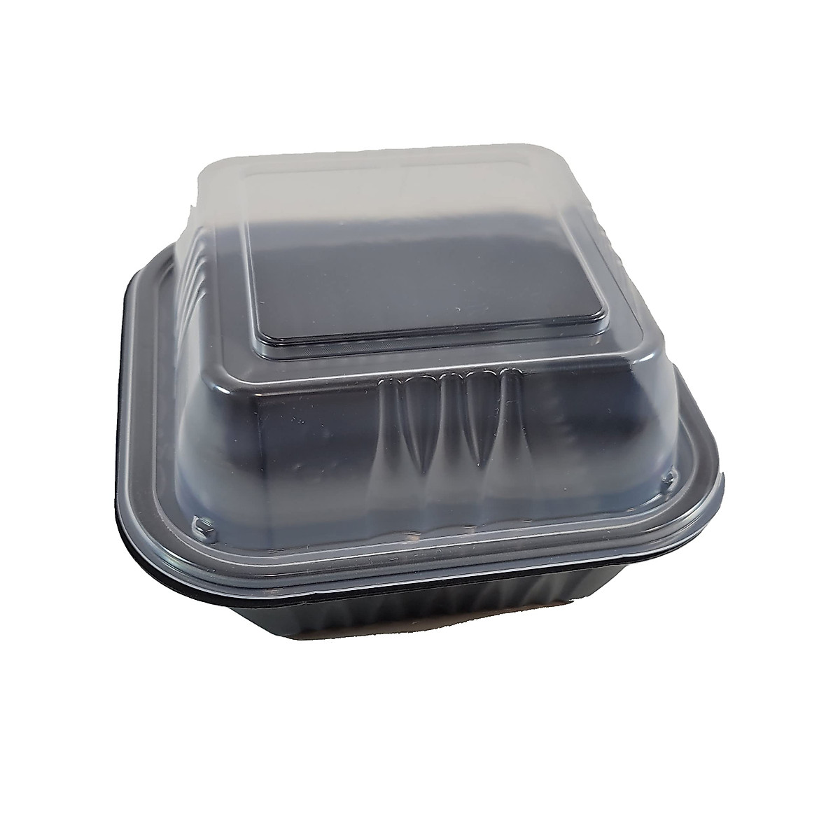 [80 Sets] PP Pebble Box Serving Tray with Lid, Food Container (6x6" 1 Compartment)