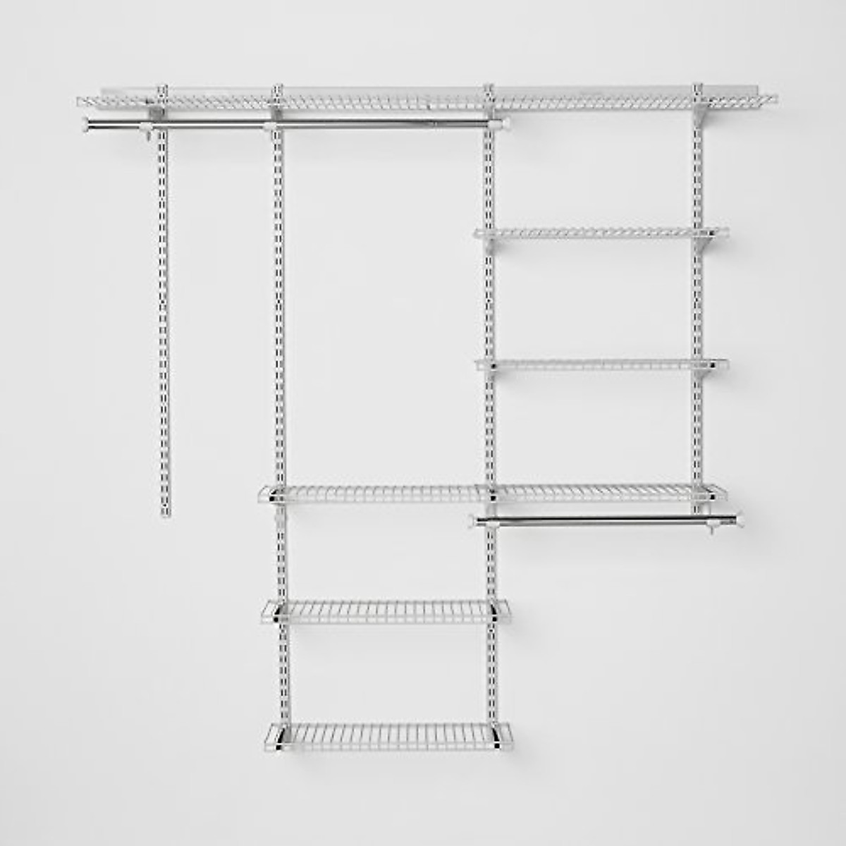 Rubbermaid Configurations Deluxe Closet Kit, White, 3-6 Ft., Wire Shelving Kit with Expandable Shelving and Telescoping Rods, Custom Closet Organization System, Easy Installation