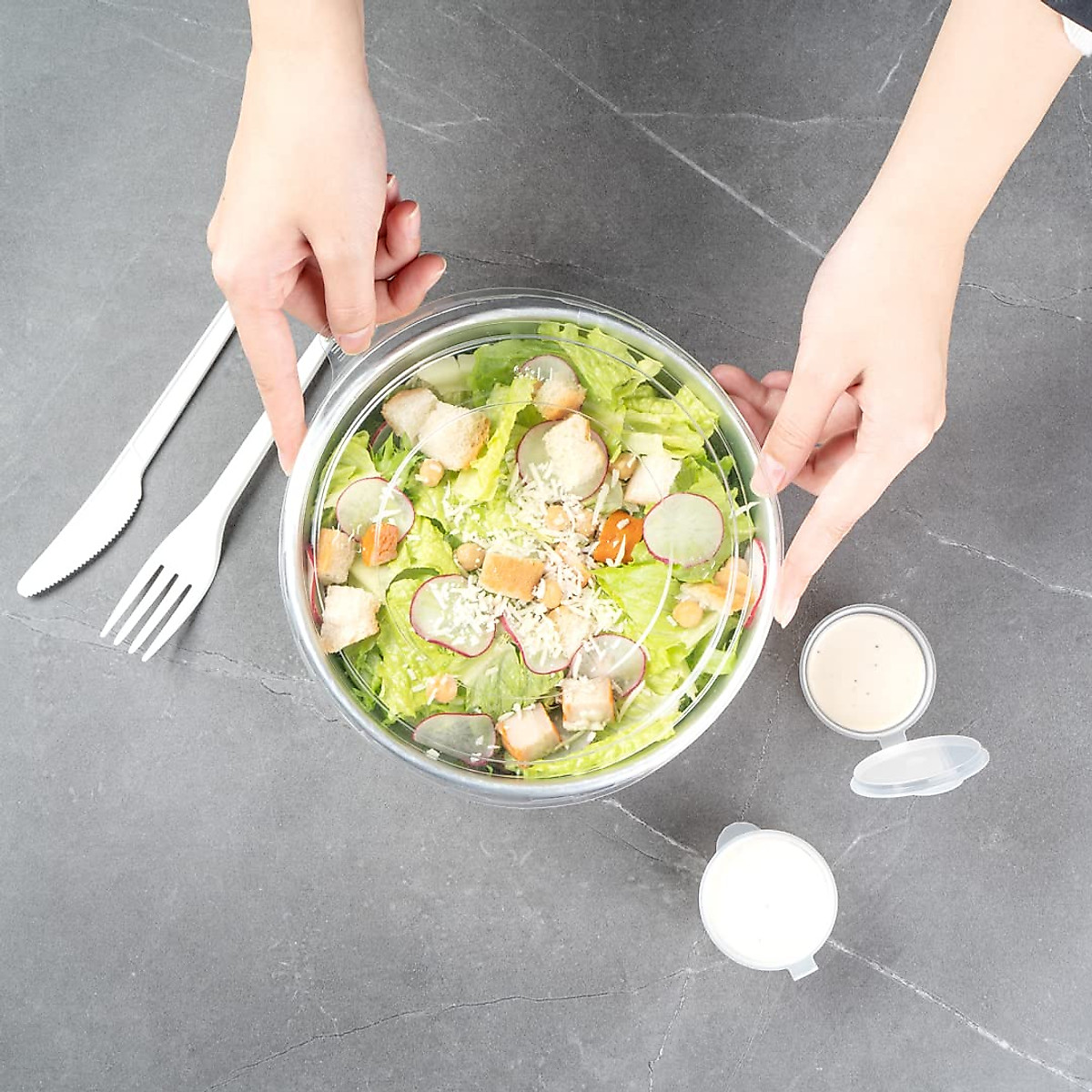 Restaurantware LIDS ONLY: Foil Lux Lids For 45 OZ Take Out Containers 200 Lift Tab Lids For Food Containers - Disposable Clear Plastic Food Container Lids Containers Sold Separately