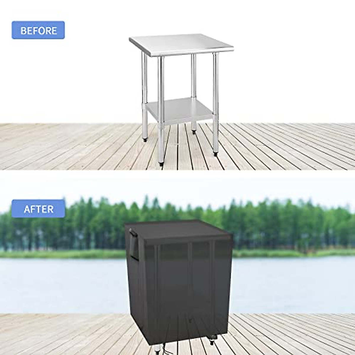 Youlvy Outdoor Prep Table Cover 30 Inch, Waterproof Patio Stainless Steel Table Cover Metal BBQ Table Cover All Season Pretection for Outdoor Table -30 x 30 x 34 Inch