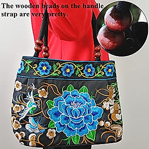 Embroidered Women Floral Handbags Embroidery Purse Vintage Hobo Tote Bag Ethnic Shoulder Bag