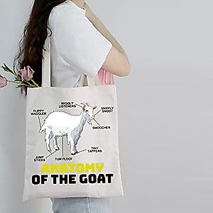 MEIKIUP Goat Lover Tote Bag Goat Themed Gifts Anatomy Of The Goat Pet Goat Gifts Farm Farmer Goat Mom Gift (Anatomy Of The Goat BAG)
