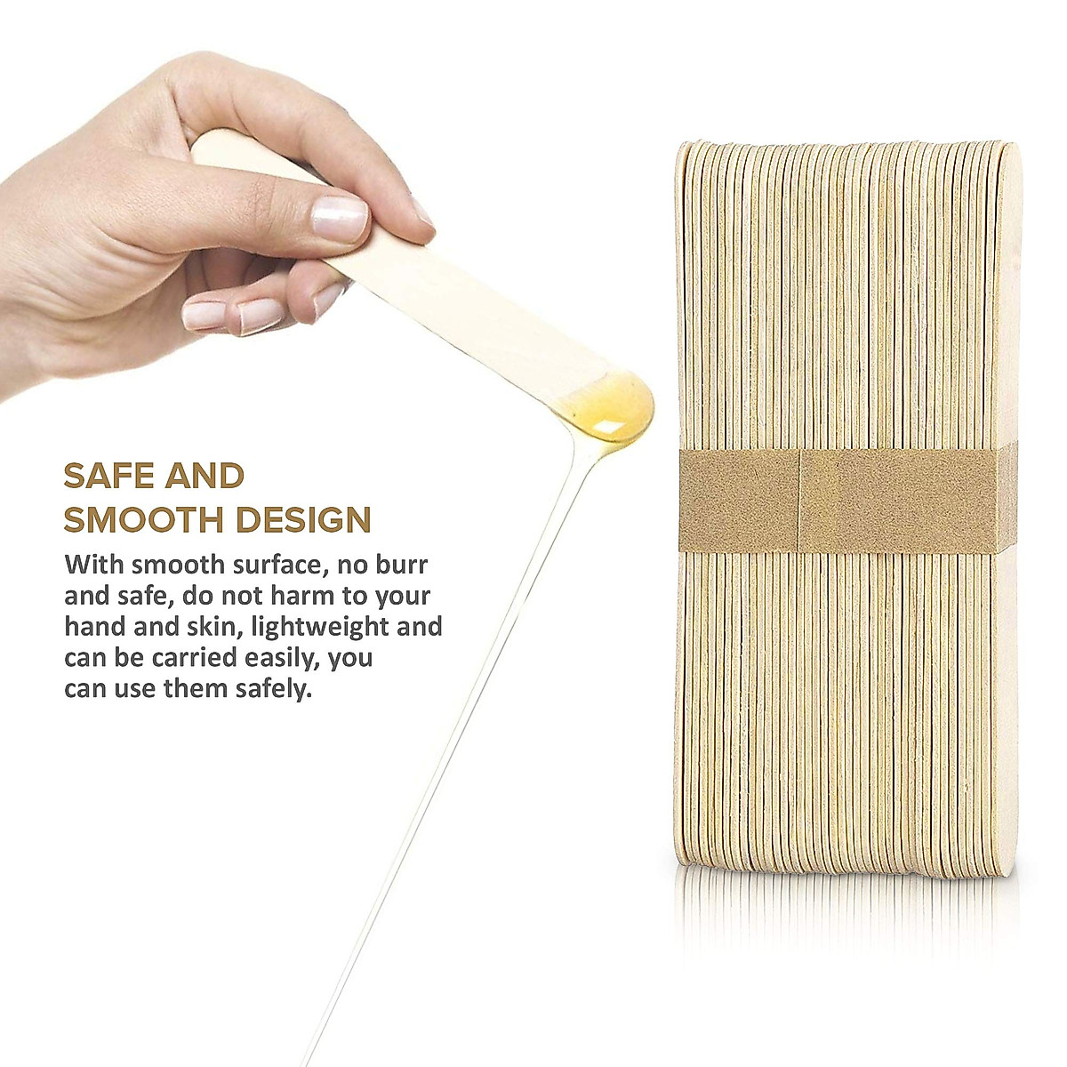 Rayson Wax Sticks 100 Pieces Large Wood Waxing Craft Sticks Spatulas Applicators for Hair Removal Eyebrow and Body