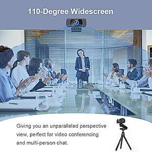 Electype HD Webcam with Microphone,1080P HD Webcam with Privacy Cover and Tripod, Auto Focus Plug and Play USB Computer Camera for Laptop/PC/Mac, Online Studying,Video Calling and Conferencing